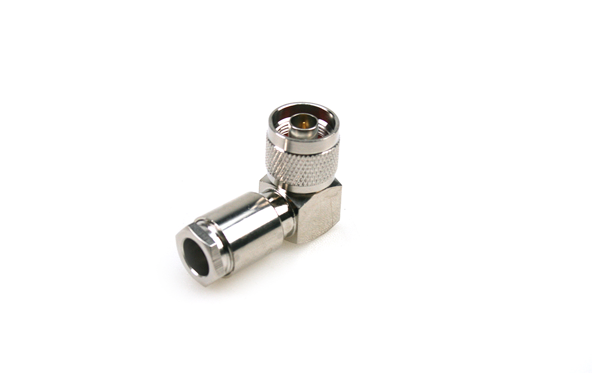 CON4262 Conector N Macho acodado 90 grados para soldar LMR400 PTFE