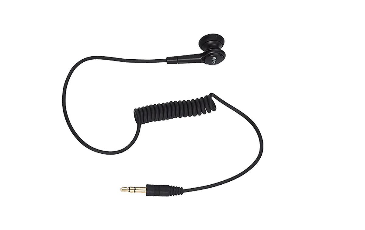 HYTERA ES-01 earbud type earphone with 3.5 mm jack. Coiled cable