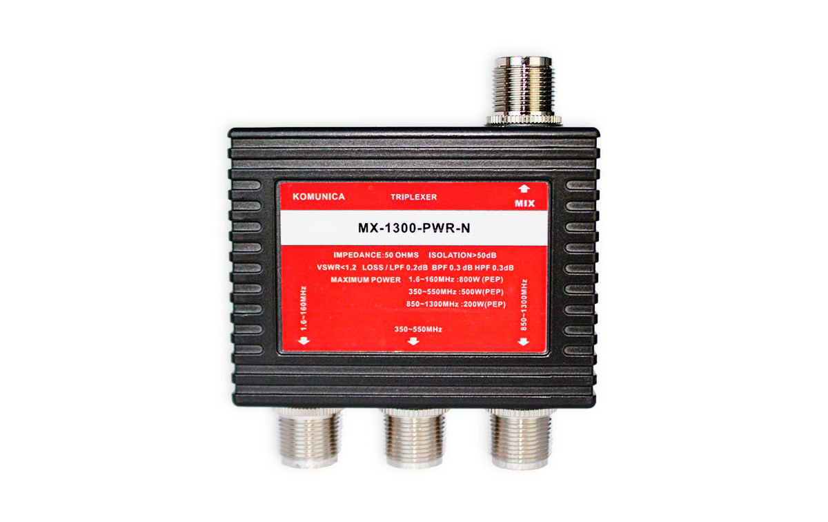 MX-1300-PWR-N Triplexer 1.6 to 160 Mhz / 350 to 550 Mhz / 850 to 1300 ...