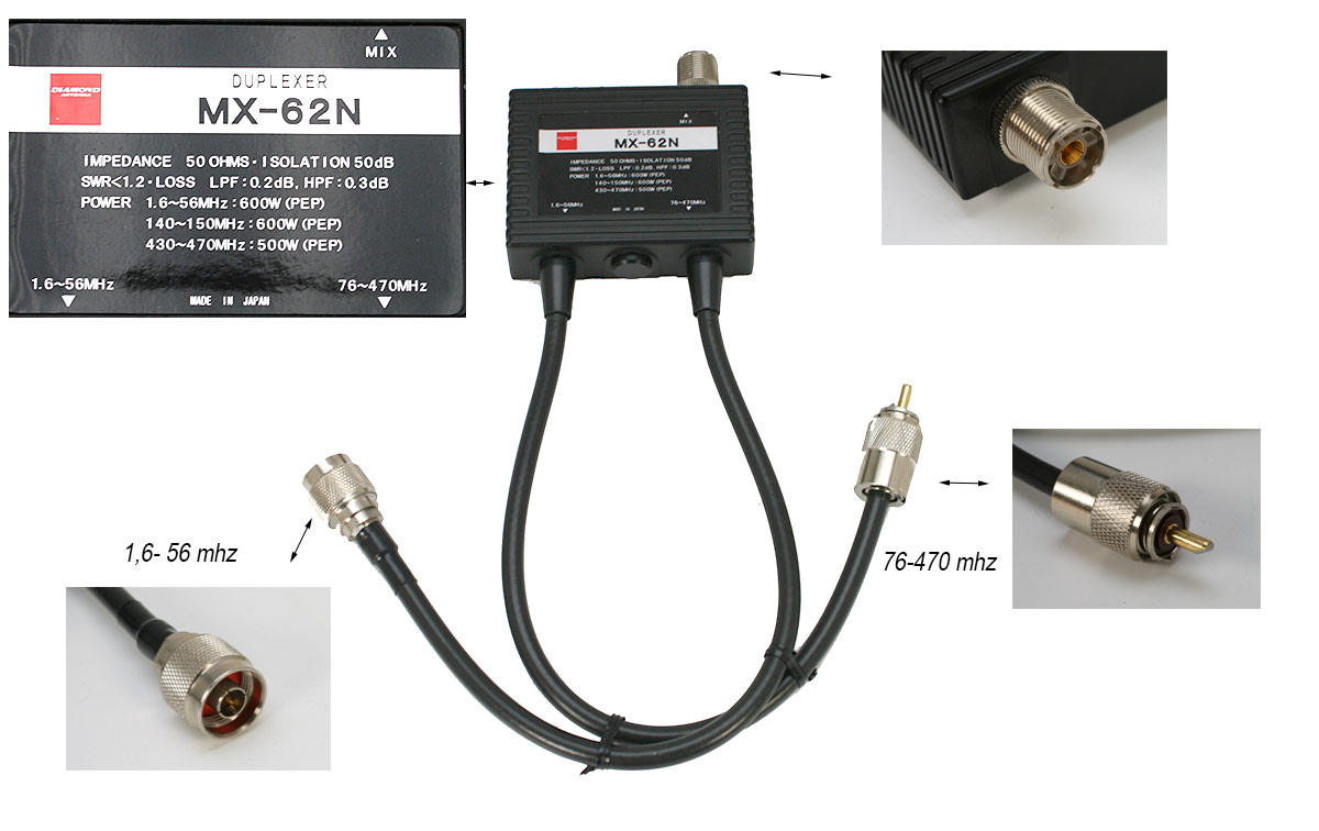 Diamond MX62N Duplexor 1,6-56 MHZ, 76-470 Mhz