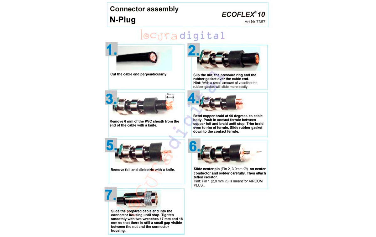 Connecteur N-AIR10 mâle N pour Aircom Plus et EcoFlex10