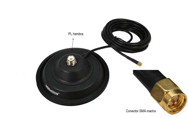 MIRMIDON BM-150 SMA Base magnética 15 cm. Conector cable SMA ma...