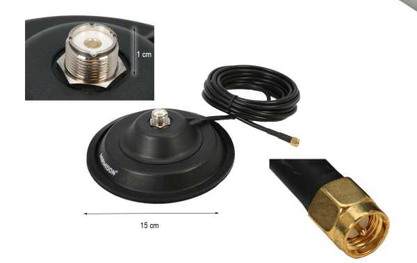 MIRMIDON BM-150 SMA Base magnética 15 cm. Conector cable SMA ma...