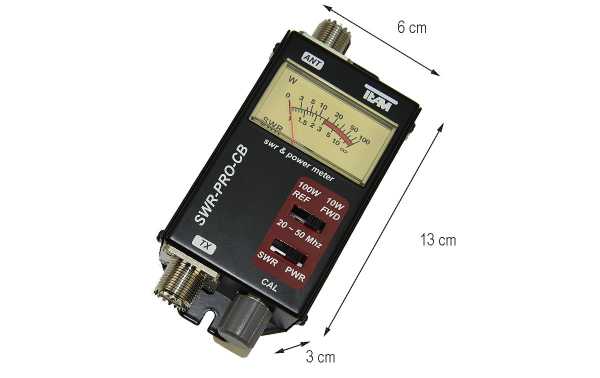 TEAM CB-6100 - SWR/POWER METER with 2 PL jacks for 10 & 11-meter b...