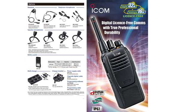ICOM IC-F29SR2 Walkie pour utilisation gratuite PMR 446 IP67 (É...