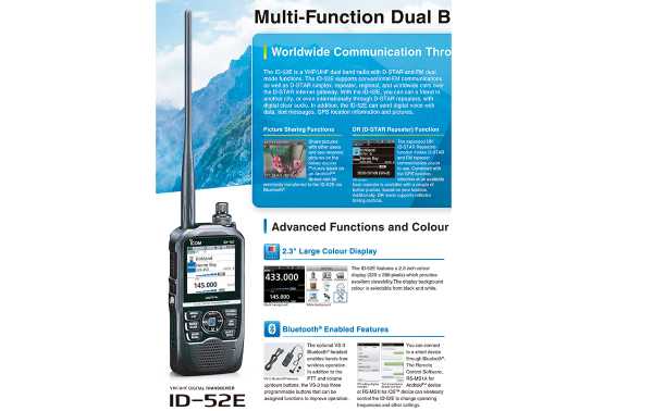 ICOM ID-52E Walkie dual band VHF/UHF DIGITAL D-Star and Bluetooth
